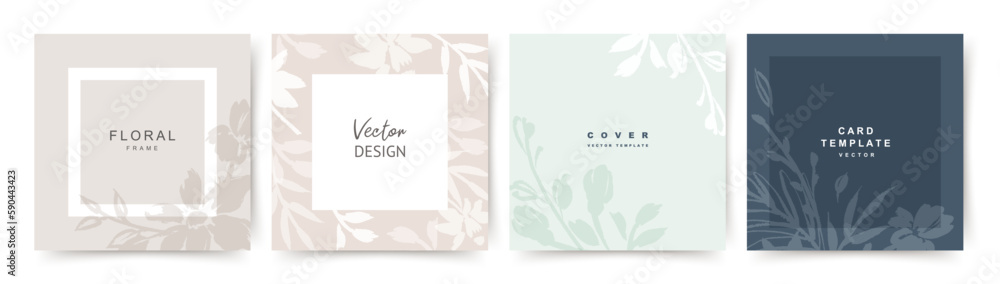 Neutral backgrounds with floral elements in pastel colors. Editable ...