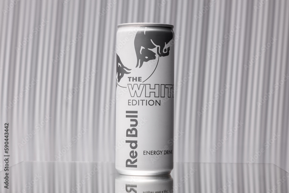 Aluminium can of Red Bull Energy drink The White Edition Stock Photo ...