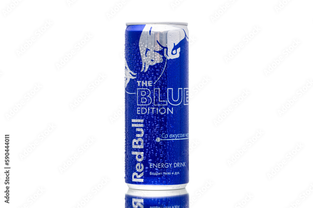 Aluminium can of Red Bull Energy drink The Blue Edition Stock Photo ...