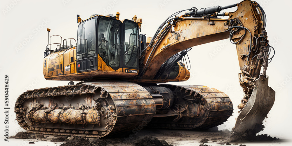 excavator isolated construction machinery, generative ai illustration ...