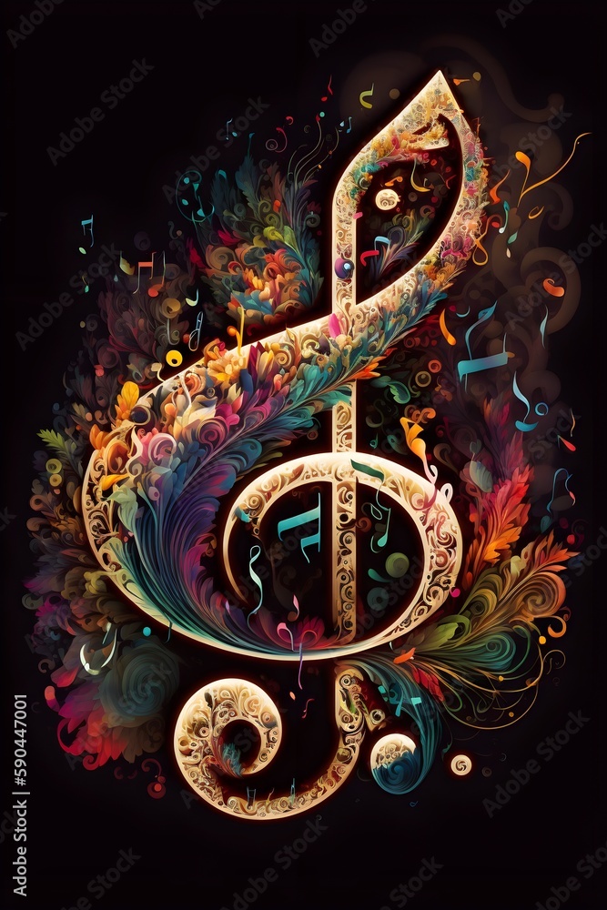 Vector of musical symbols MusicNumber Synesthesia Illustration HD Stock ...