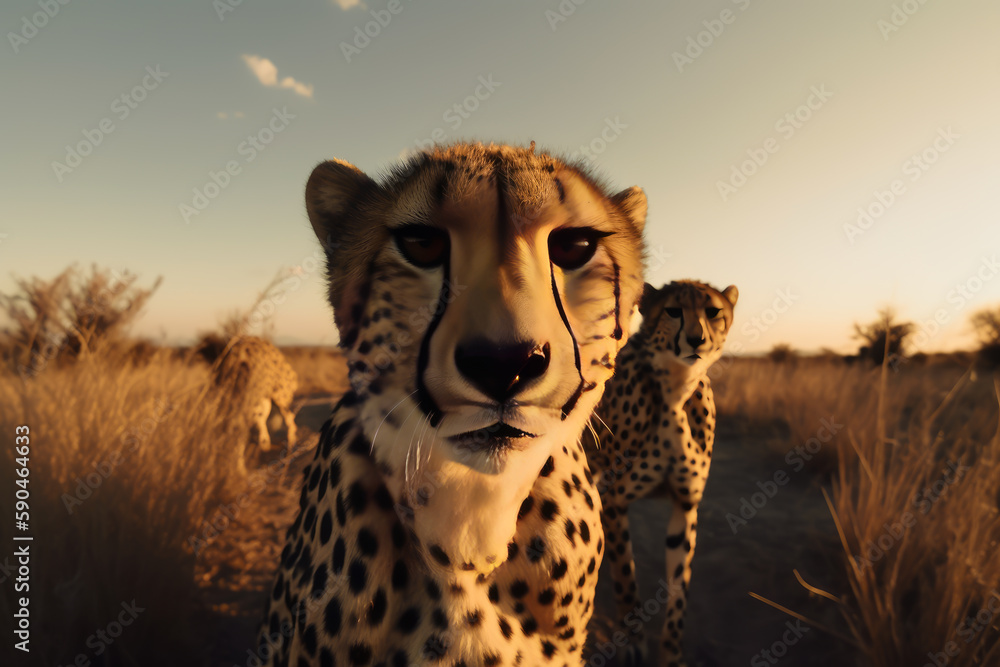 Curious leapard looking in to the camera. Wild leopard portrait. Leopard cat hunting in the ...
