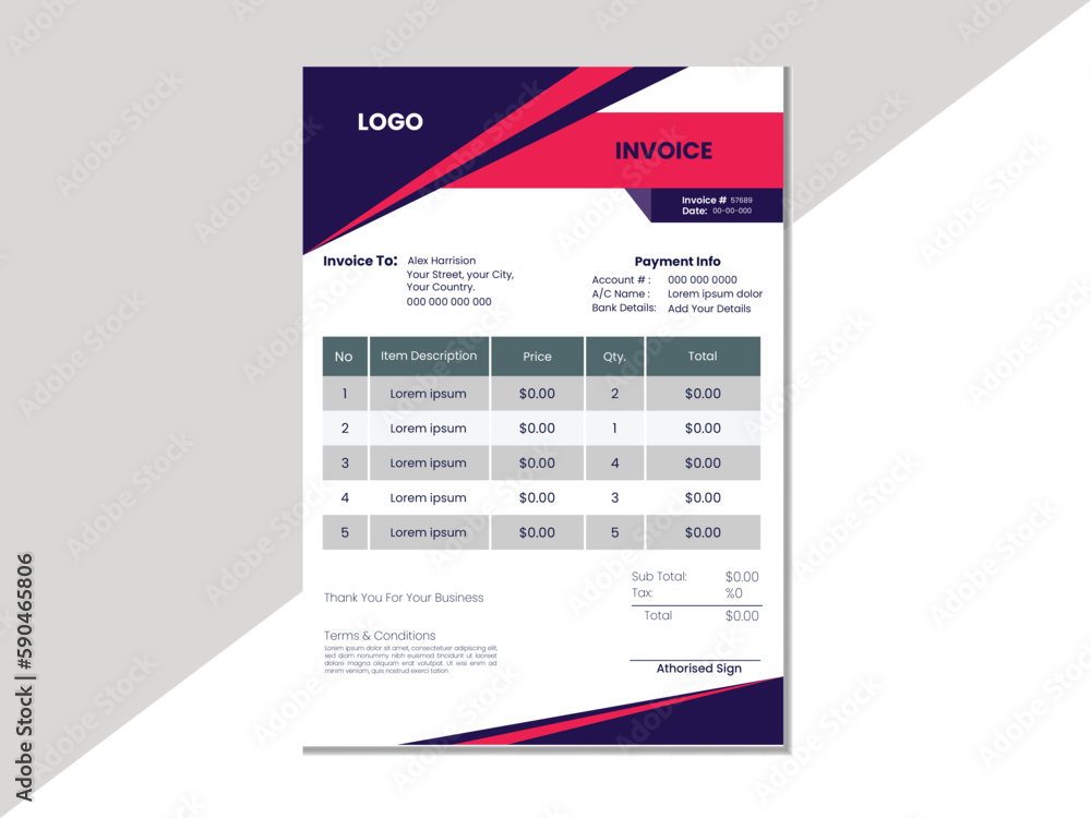 Invoice form template. Invoices for payment agreement design templates ...