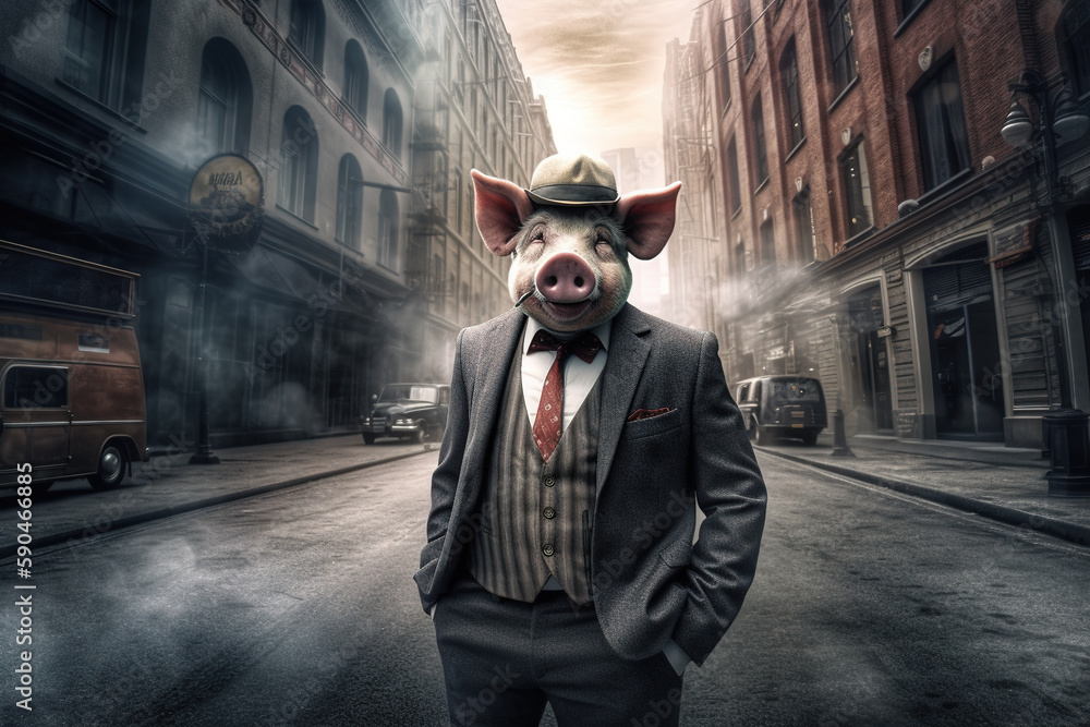 Pig wearing a suit, business man pig, animals as human, farm animal ...