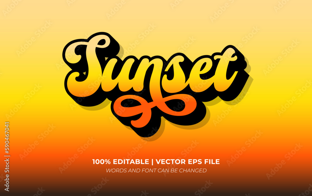 Sunset Gradient Editable Text Effect, Editable Font Style Theme Stock ...