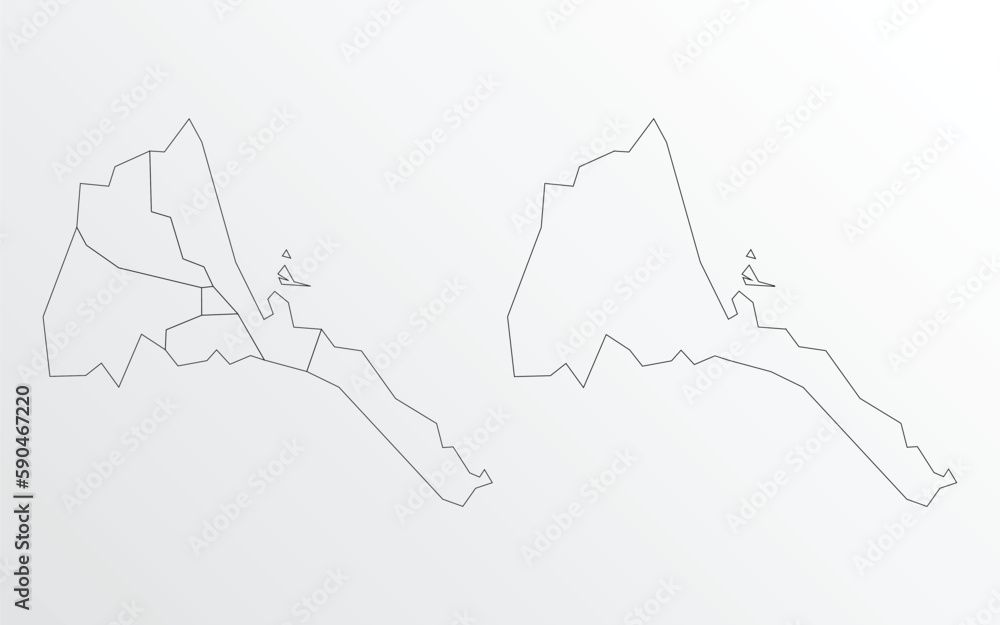 Black Outline Vector Map Of Eritrea With Regions Stock Vector Adobe Stock