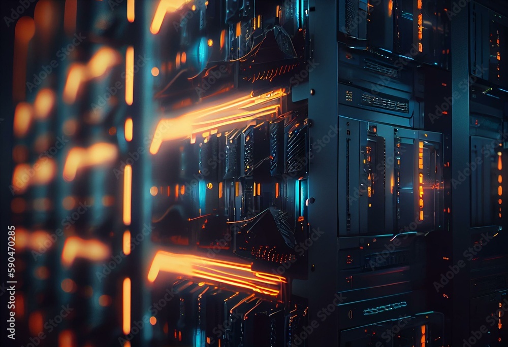 Server racks in data center created with generative AI technology Stock ...