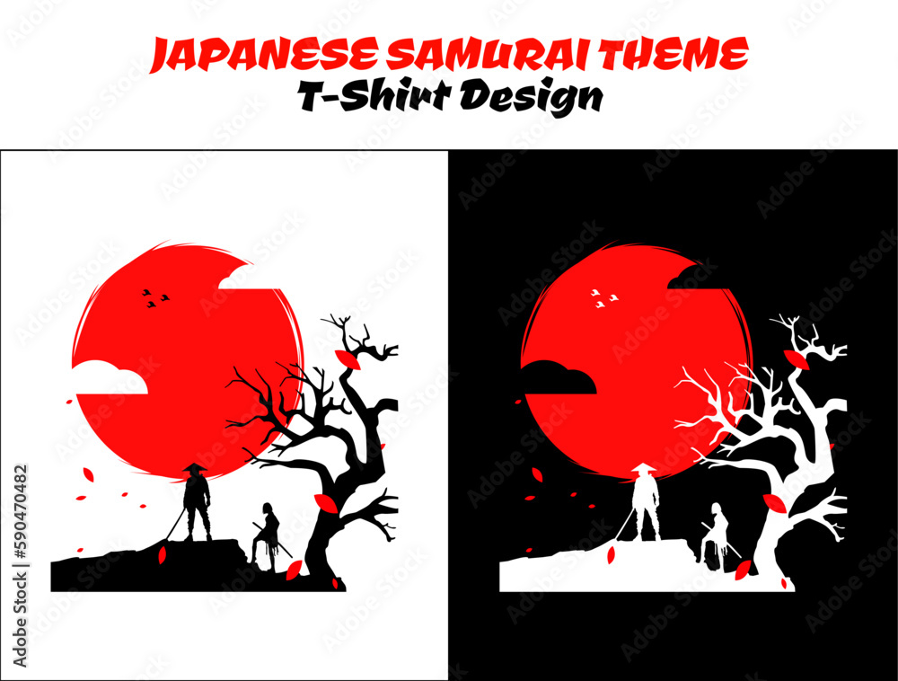 Vetor de couple samurai. urban samurai. japanese theme design ...