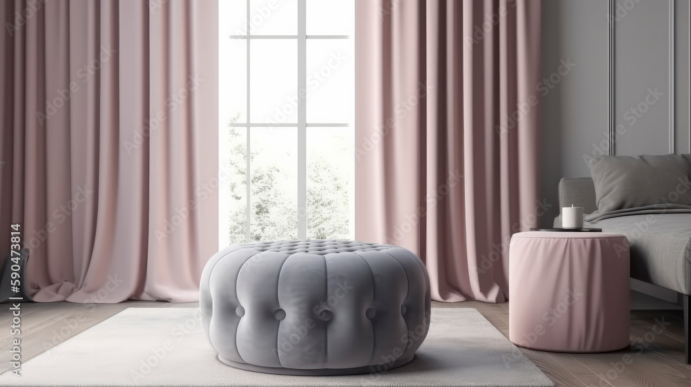 ottoman stool fabric texture sit near wondow morning light home ...