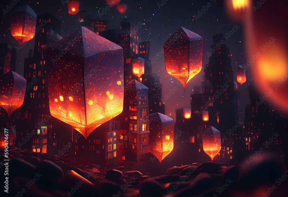 Creating a City of Light: An Epic Composition with Floating Lanterns ...