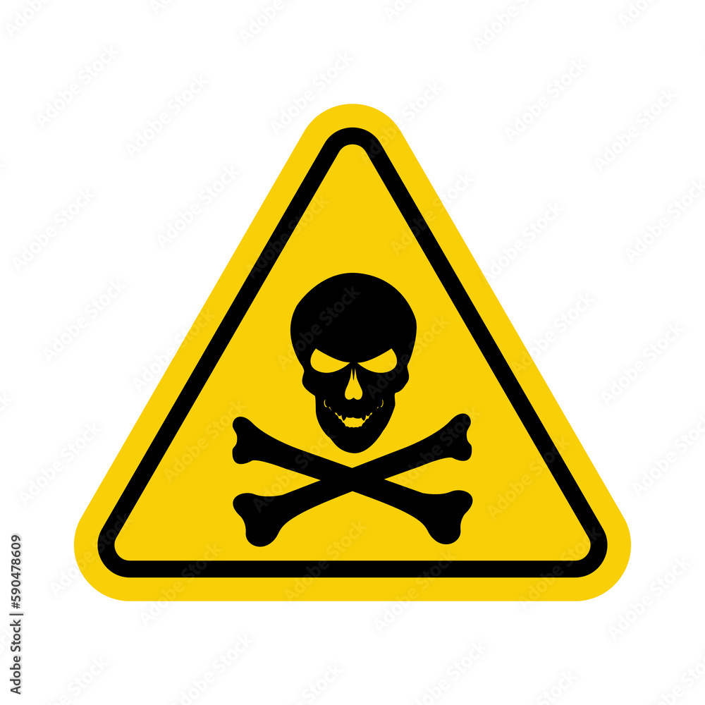 Sign Poison. Warning sign poisonous substances. Yellow triangle sign ...