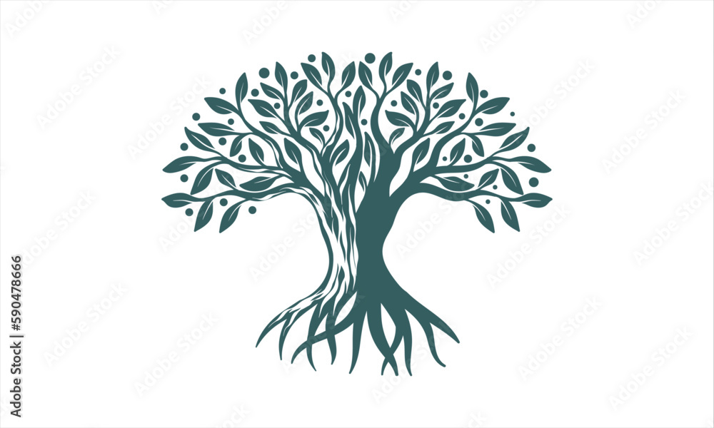 Abstract vibrant tree logo design, root vector - Tree of life logo ...