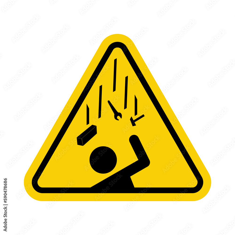 Falling objects danger sign. Falling objects warning sign. Caution ... Falling objects danger sign. Falling objects warning sign. Caution ...
