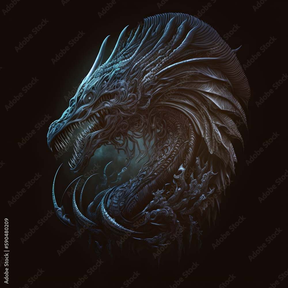 Xenomorph alien dragon fantasy art dragon wings dragon head Stock ...