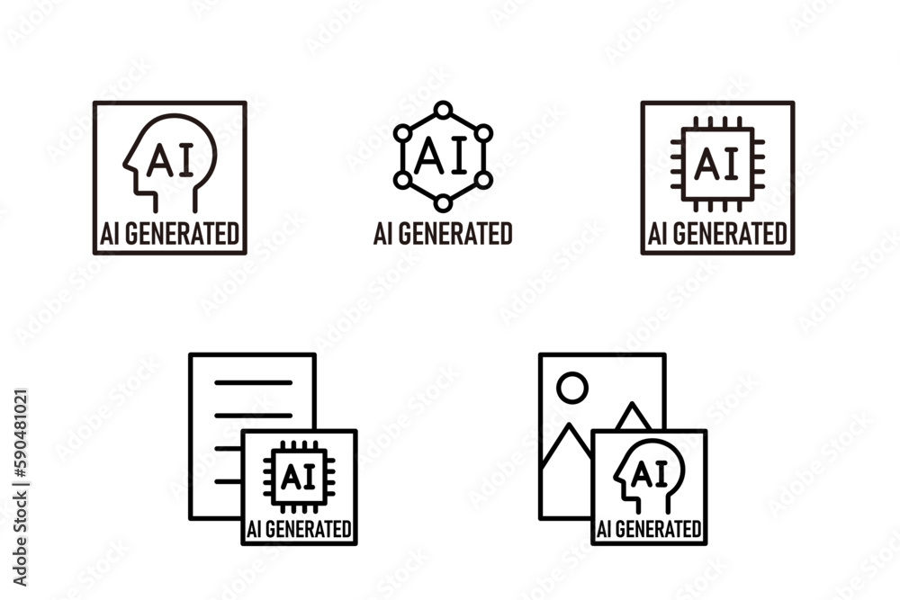 AI generated icon set, Vector outline icons for artificial intelligence ...