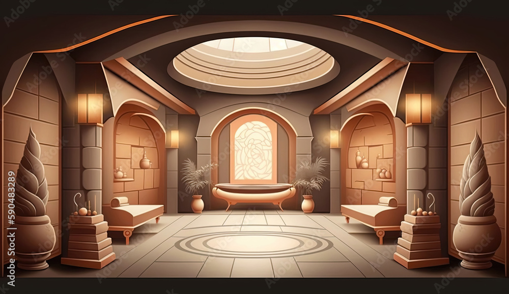 Elegant luxury royal wellness bathtub spa interior, poster for spa ...