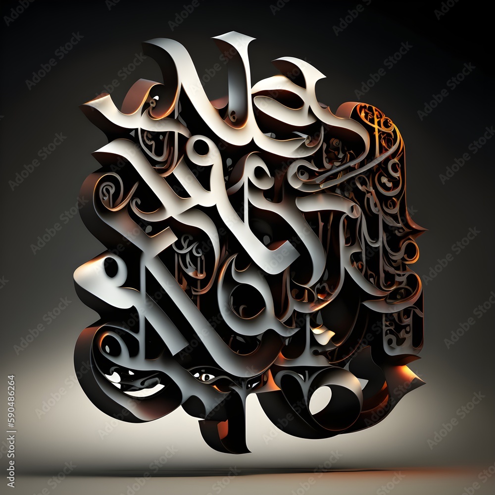 artificial intelligence written in 3d Hebrew calligraphy letters like ...