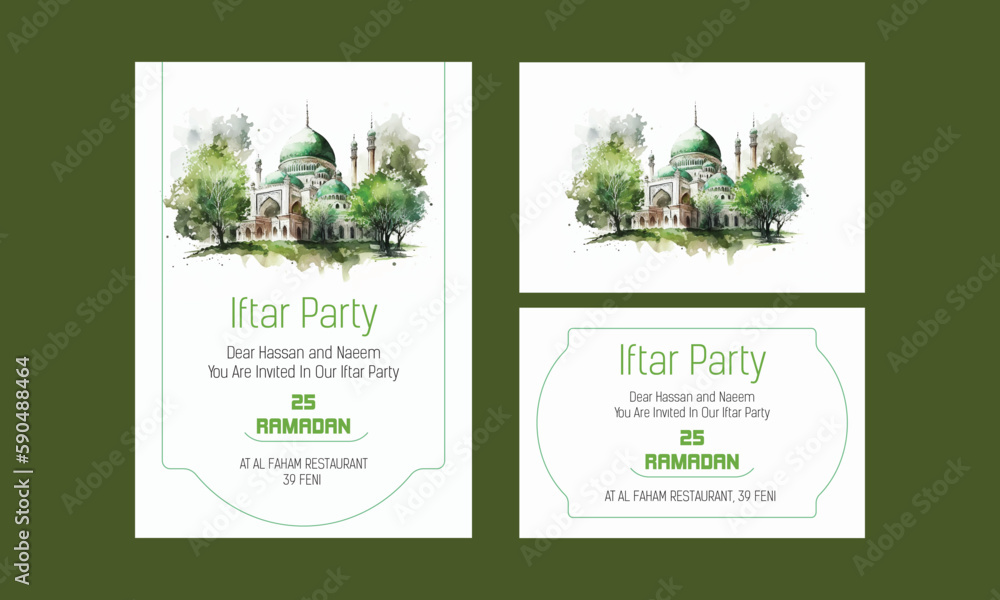 Ramada Iftar and Fasting Party Invitation Template, Mosque Iftar Mahfil ...
