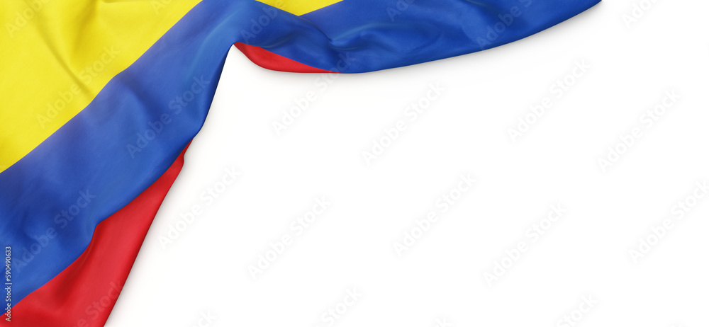 Banner with flag of Colombia over transparent background. 3D rendering ...