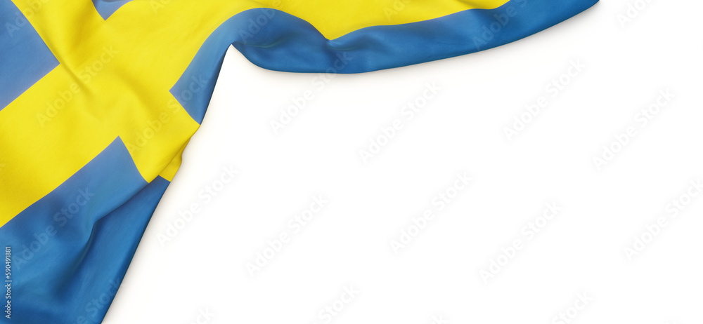 Banner with flag of Sweden over transparent background. 3D rendering ...