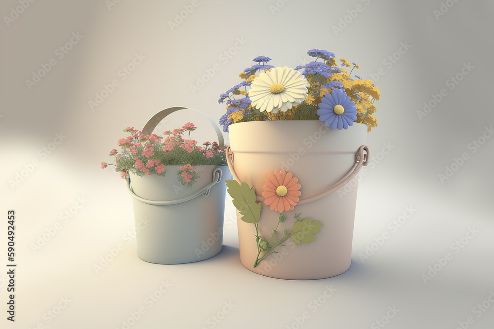 Aesthetic Flower Buckets Decoration created with Generative AI ...