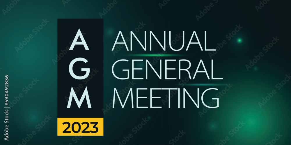 AGM. Annual General Meeting. 2023. Vector banner on green background ...