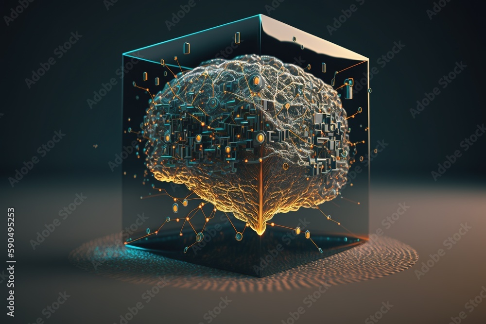 Artificial intelligence. Concept of digital networks. Development of ...