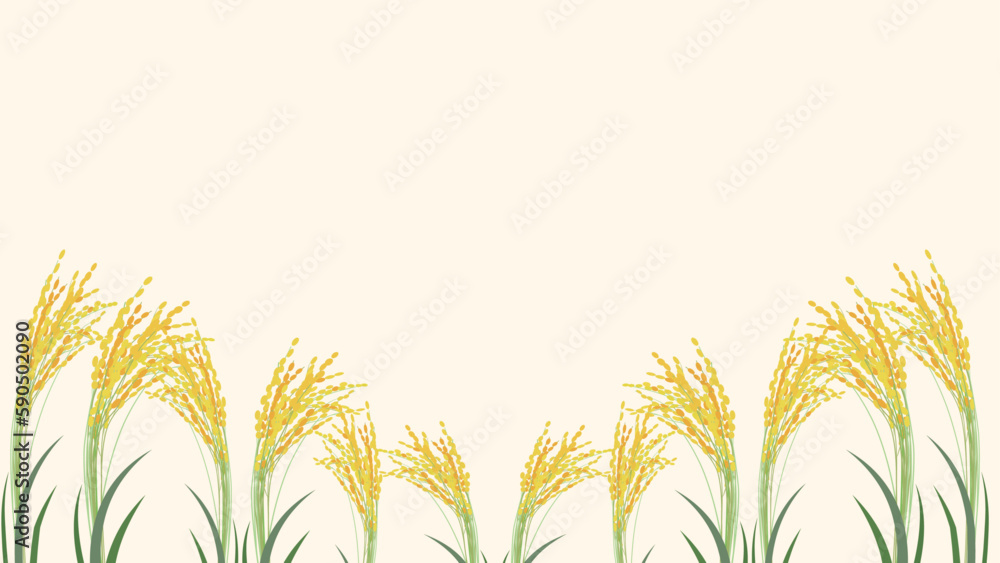 Vetor De 稲穂が並ぶ背景イラスト Do Stock Adobe Stock