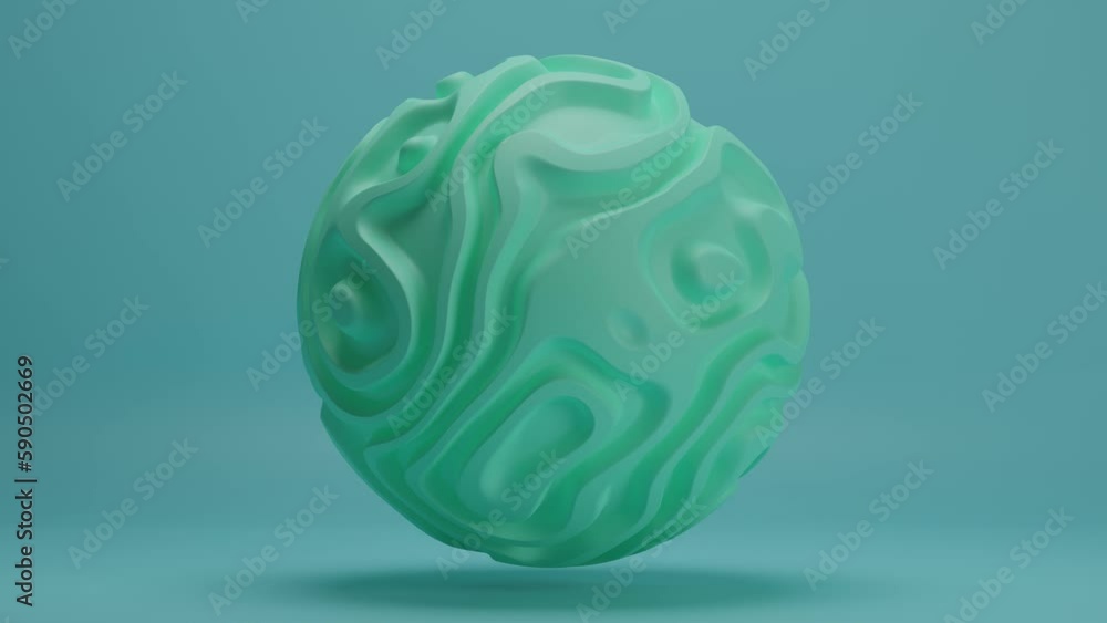 Loop 3d animation of an abstract sphere. The surface of the ball is cut ...