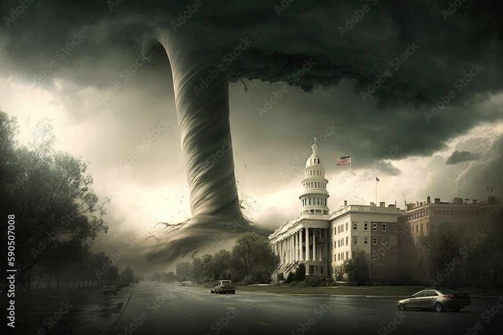 Washington DC Swirling Tornado Destroy Buildings Hurricane Danger Wind ...