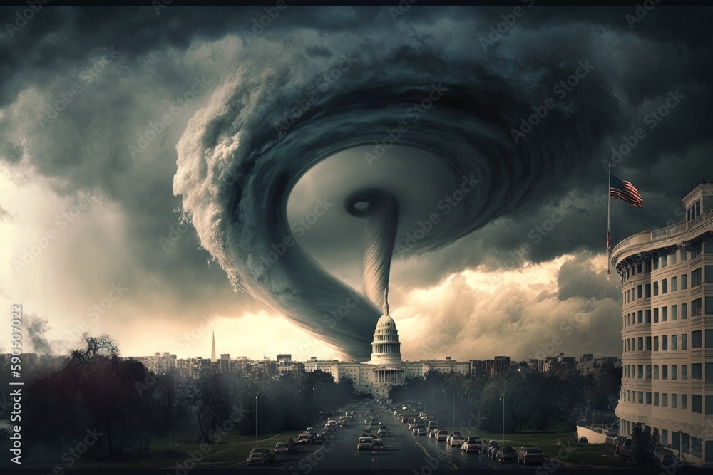 Washington DC Swirling Tornado Destroy Buildings Hurricane Danger Wind ...