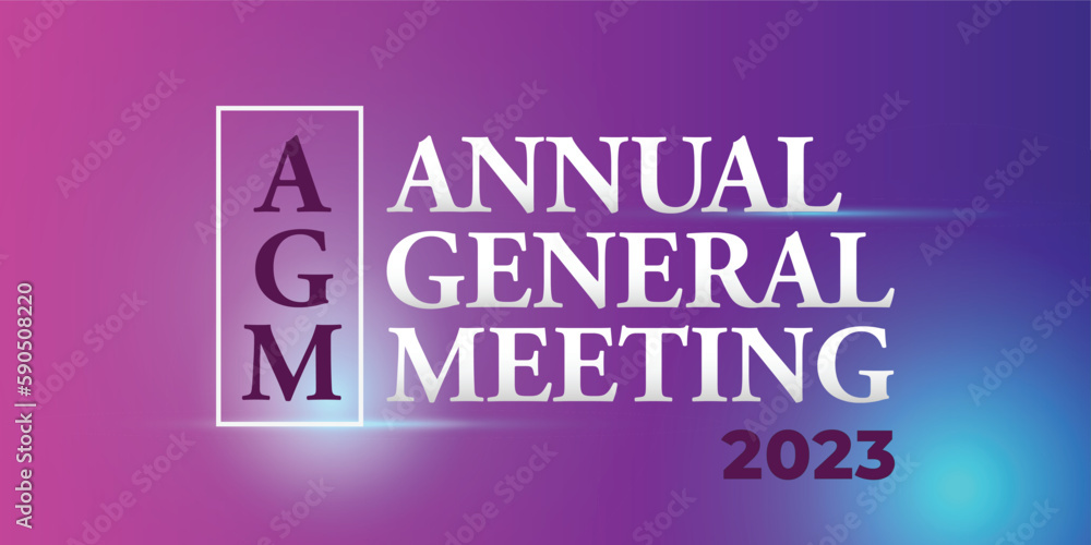 AGM. Annual General Meeting. 2023. Vibrant vector banner on gradient ...