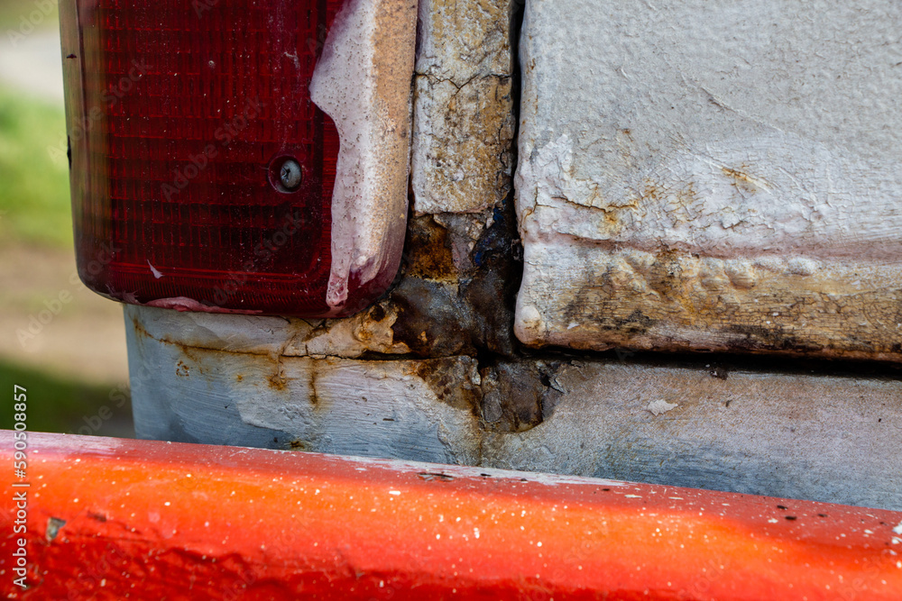 Heavy Rust at the backdoors of an Oldtimer Camper truck from 1978 ...