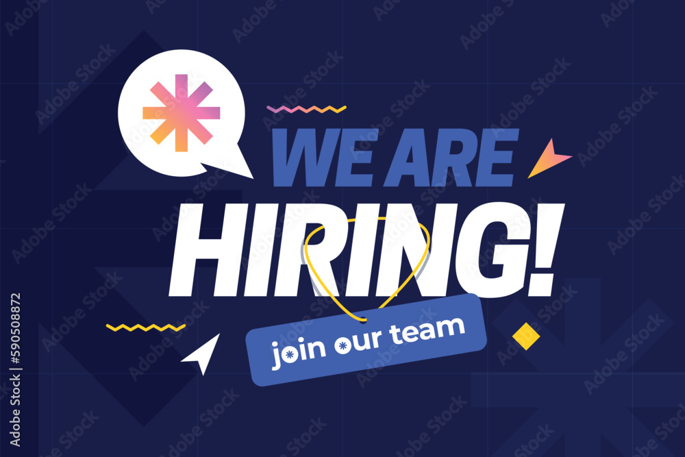 Hiring recruitment open vacancy design info label template. We are ...