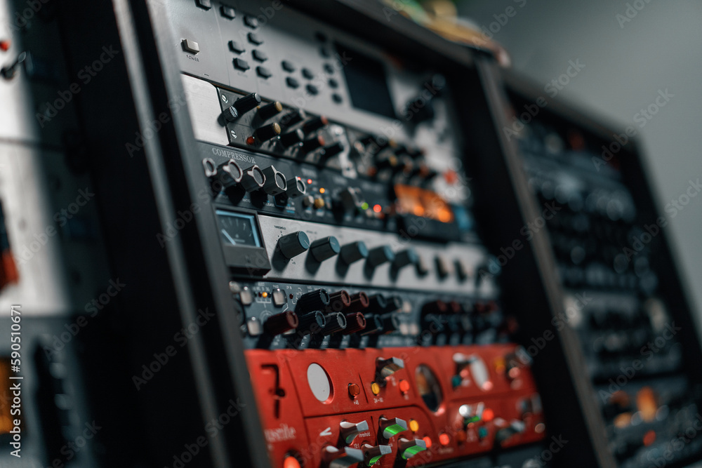 Foto de old displays of professional analog vu meters in a recording ...