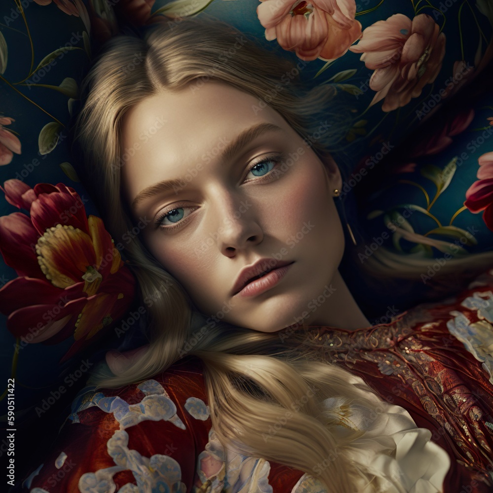 High Fashion editorial. Female model lounging on chair. Portrait of a ...