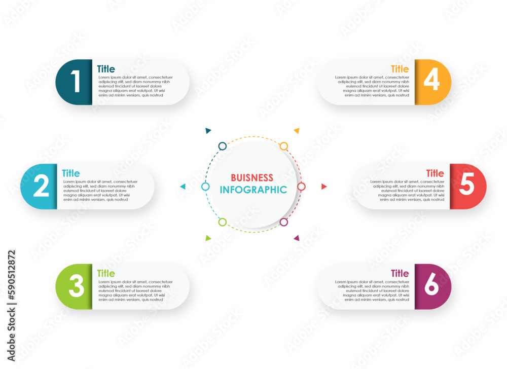 Business infographic process with circle template design with 6 options ...