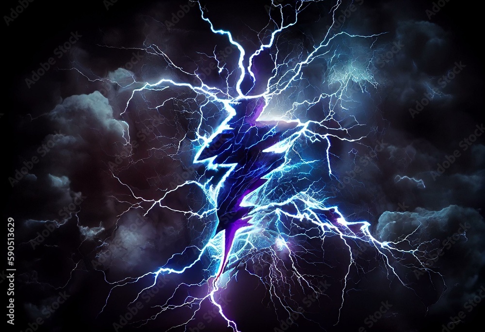 Dynamic blue lightning abstract background with thunderstorm and power ...