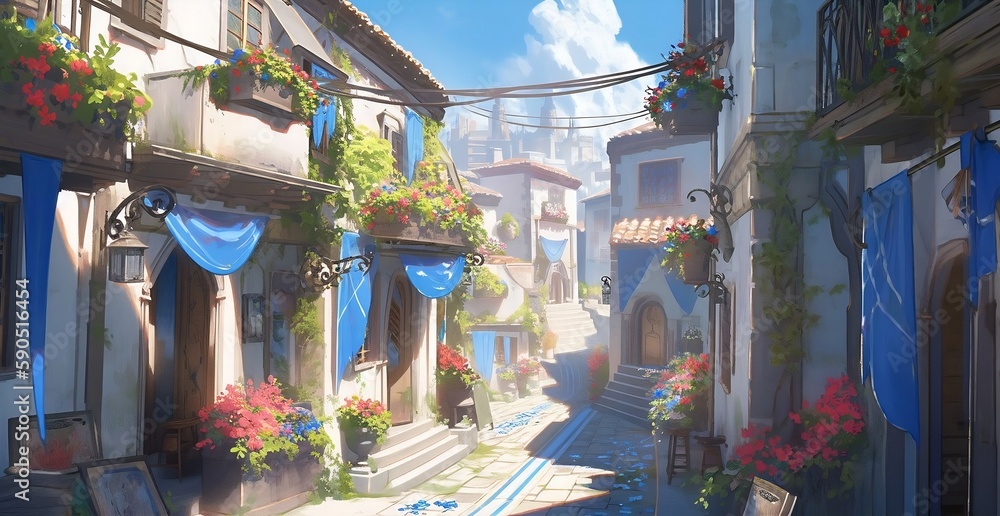 beautiful ancient greek coastal fantasy town, ancient greek ...