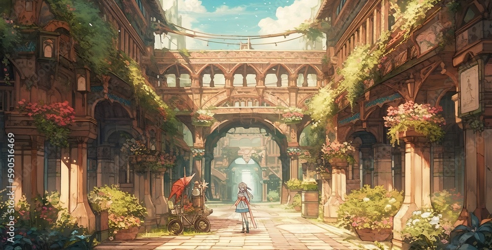 beautiful ancient greek coastal fantasy town, ancient greek ...