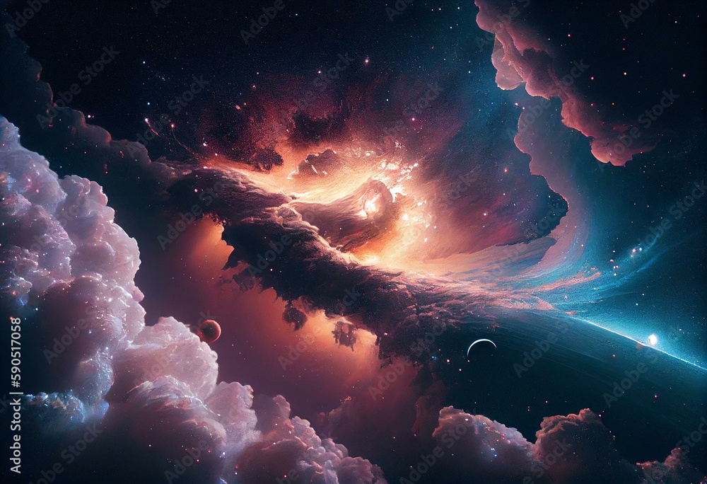 Beautiful space themed digital art featuring cloudscape and galaxy ...