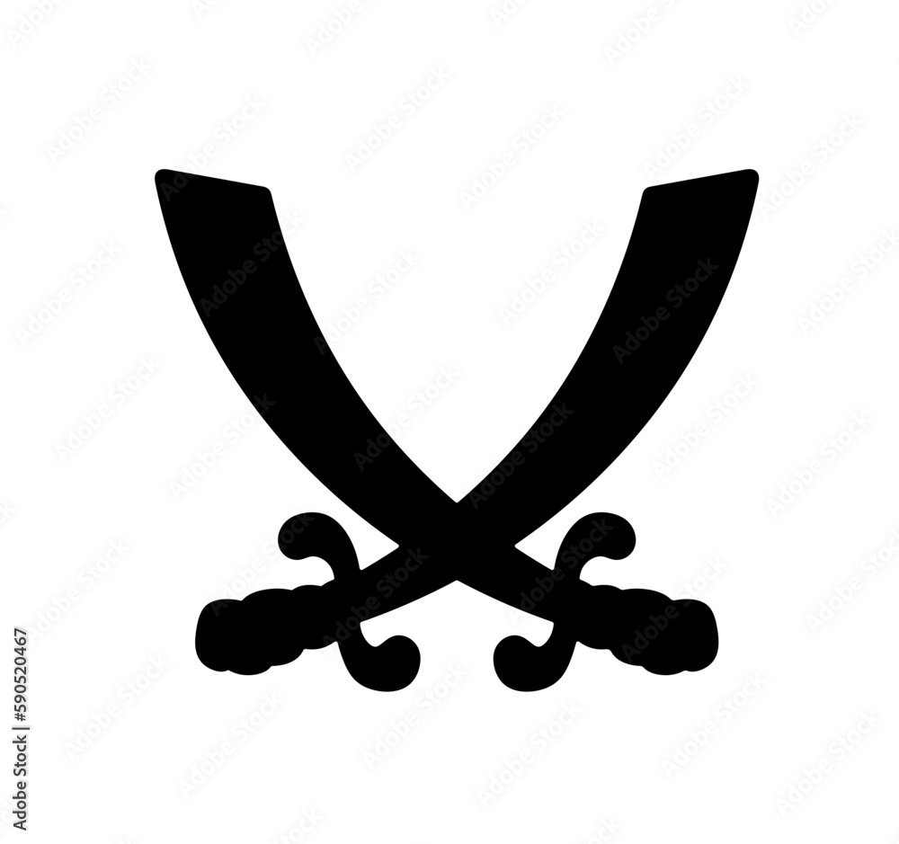 Vector isolated two pair symmetrical crossed swords sabers machete ...