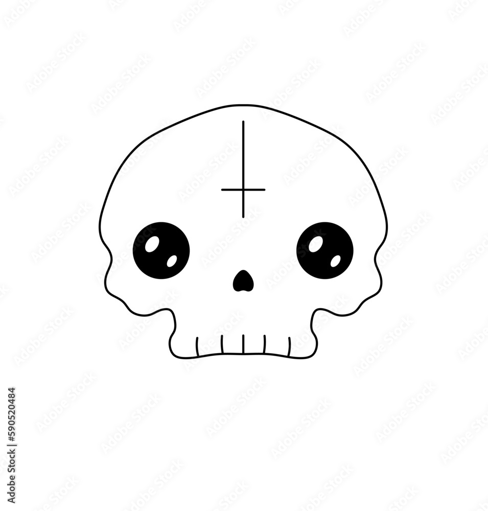 Vector isolated one single simplest symmetrical cartoon skull dead head ...