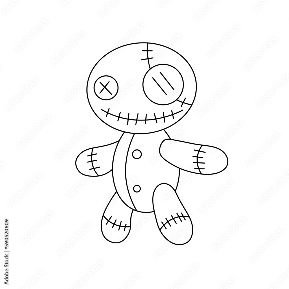 Vector isolated one single scary children soft textile toy scarecrow ...