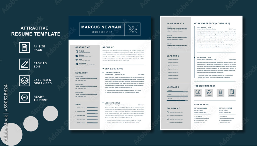 Vetor de CV Template do Stock | Adobe Stock