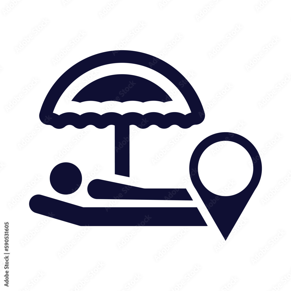 resort, umbrella, location, pin, resort location icon Stock Vector ...
