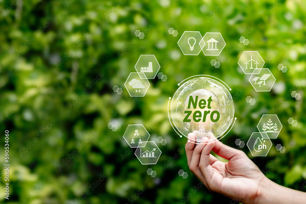 Poster Reduce greenhouse gas emissions, the concept of carbon neutral and net zero – Wall Art ...