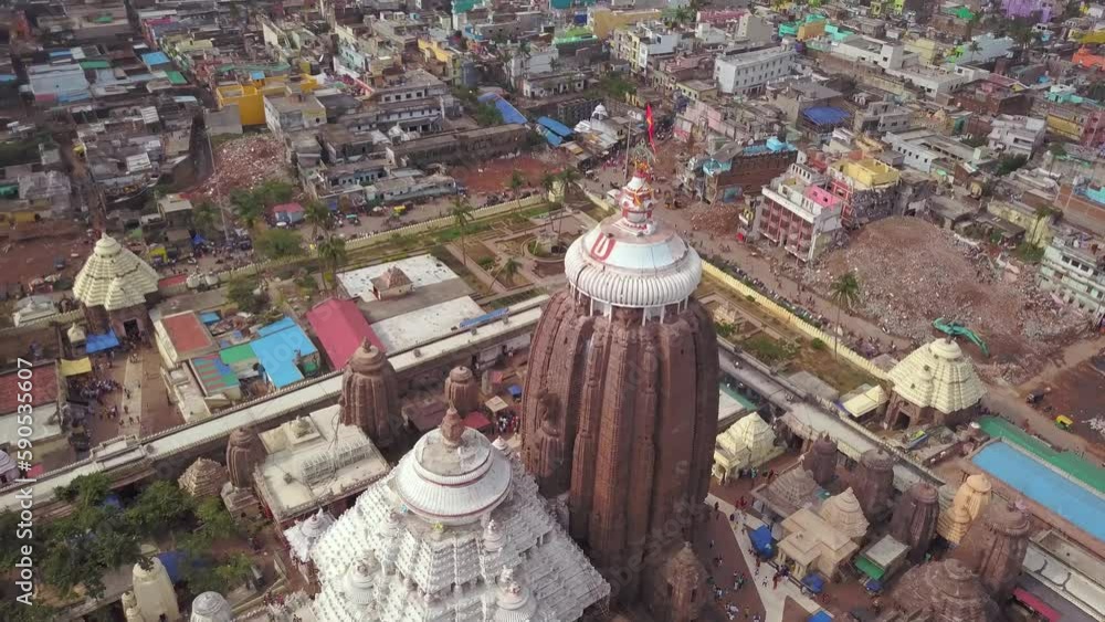 Jagannath Puri ancient temple in India, Odisha, aerial drone view 4k ...