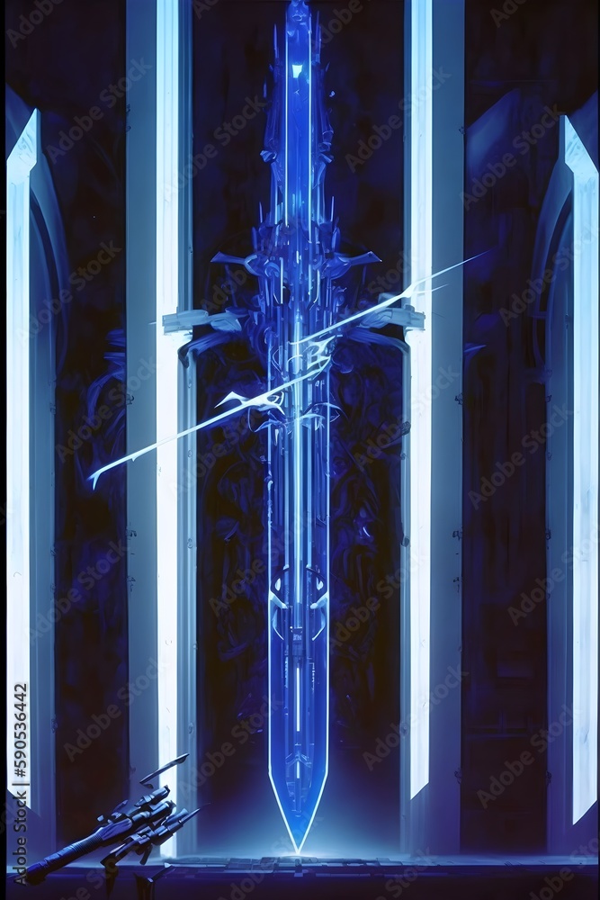 blue cyberpunk futuristic sword lightings electricity blade futuristic ...
