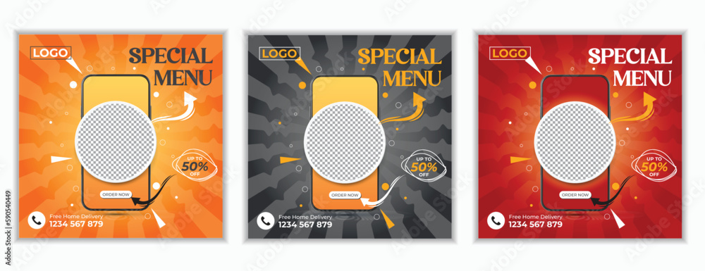 Online food special menu promotion for instagram social media post ...